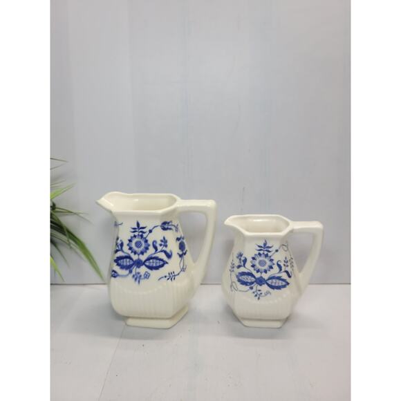 Vintage | Dining | 2 Vintage Pitchers White With Blue Floral Ceramic ...